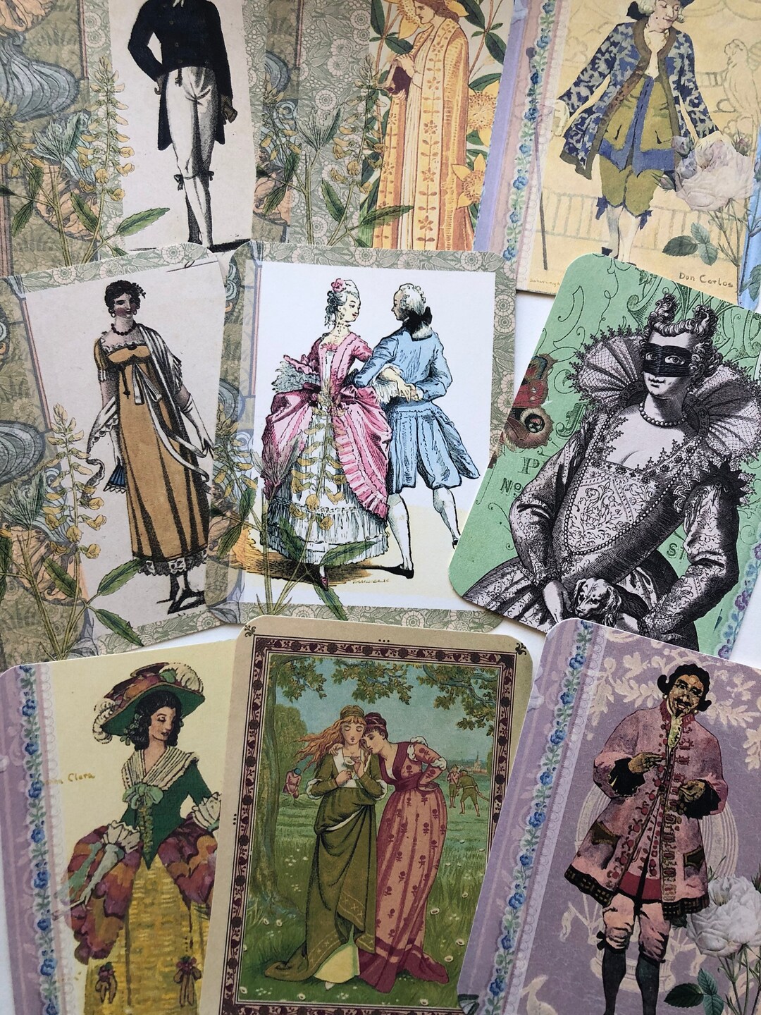 Vintage Costume Cards. Journal or Card Making Cards With Pretty Costume ...