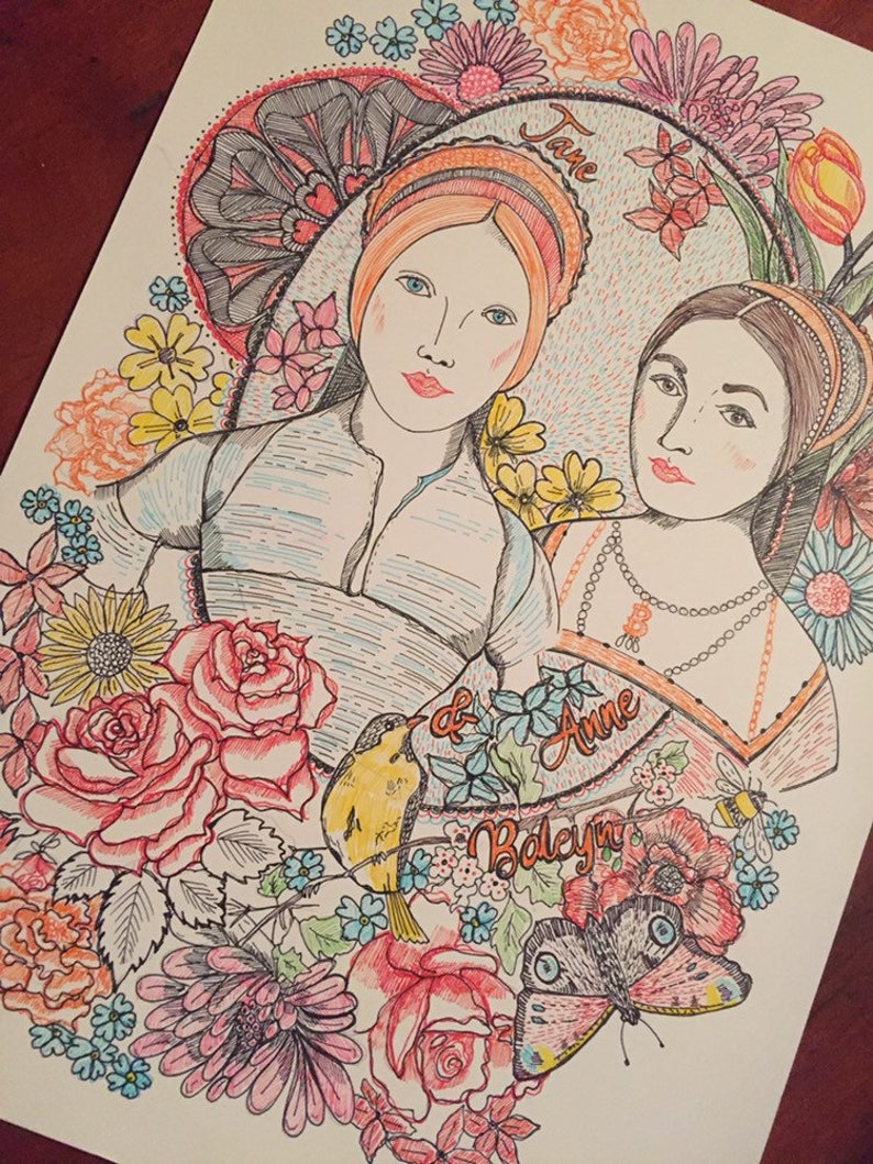 Anne Boleyn and Jane Boleyn Original Pen Drawing. Illustration - Etsy UK