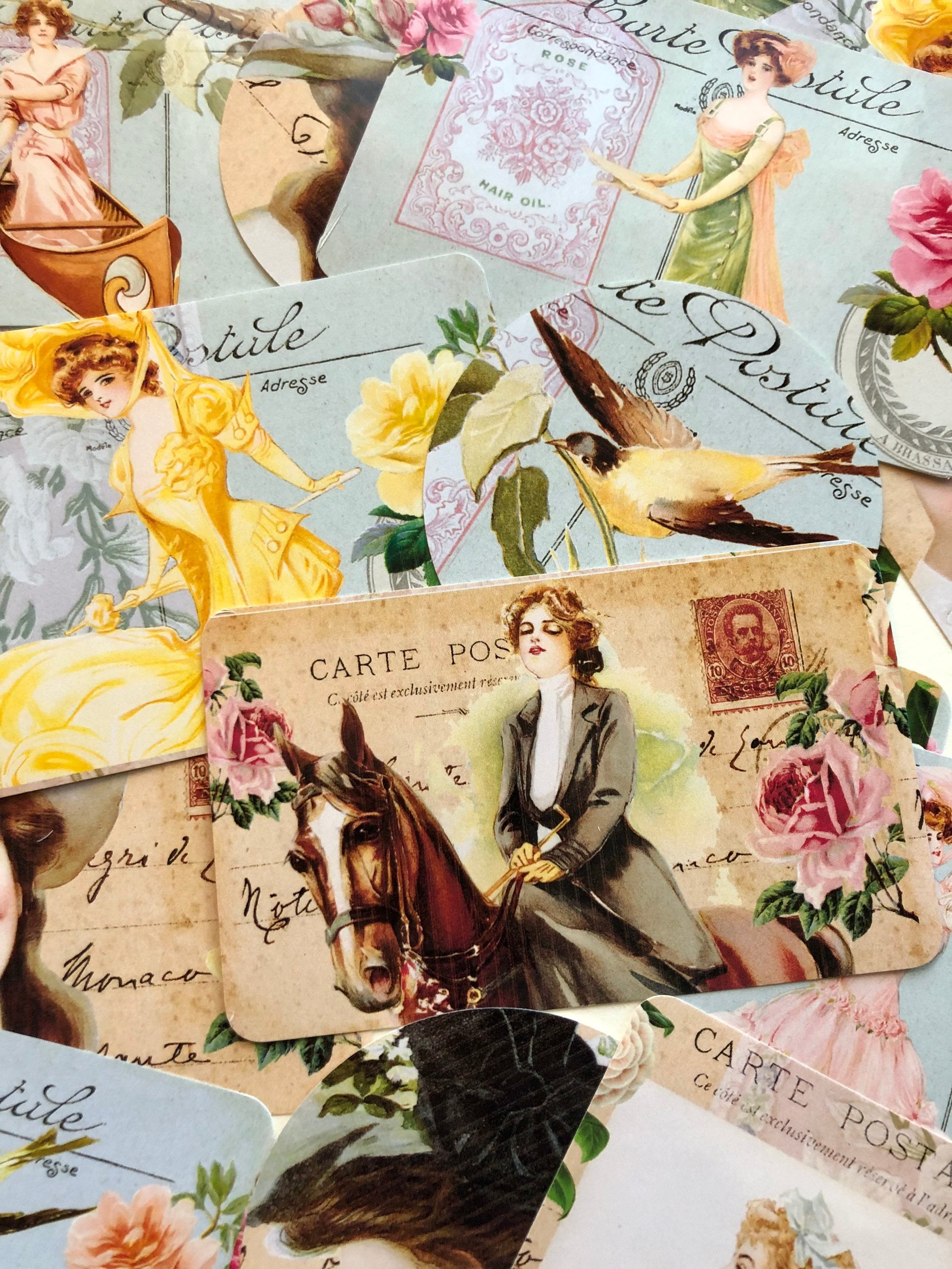 Vintage Lady Sticker Set. Postcard Style Stickers. Pretty Stickers for ...