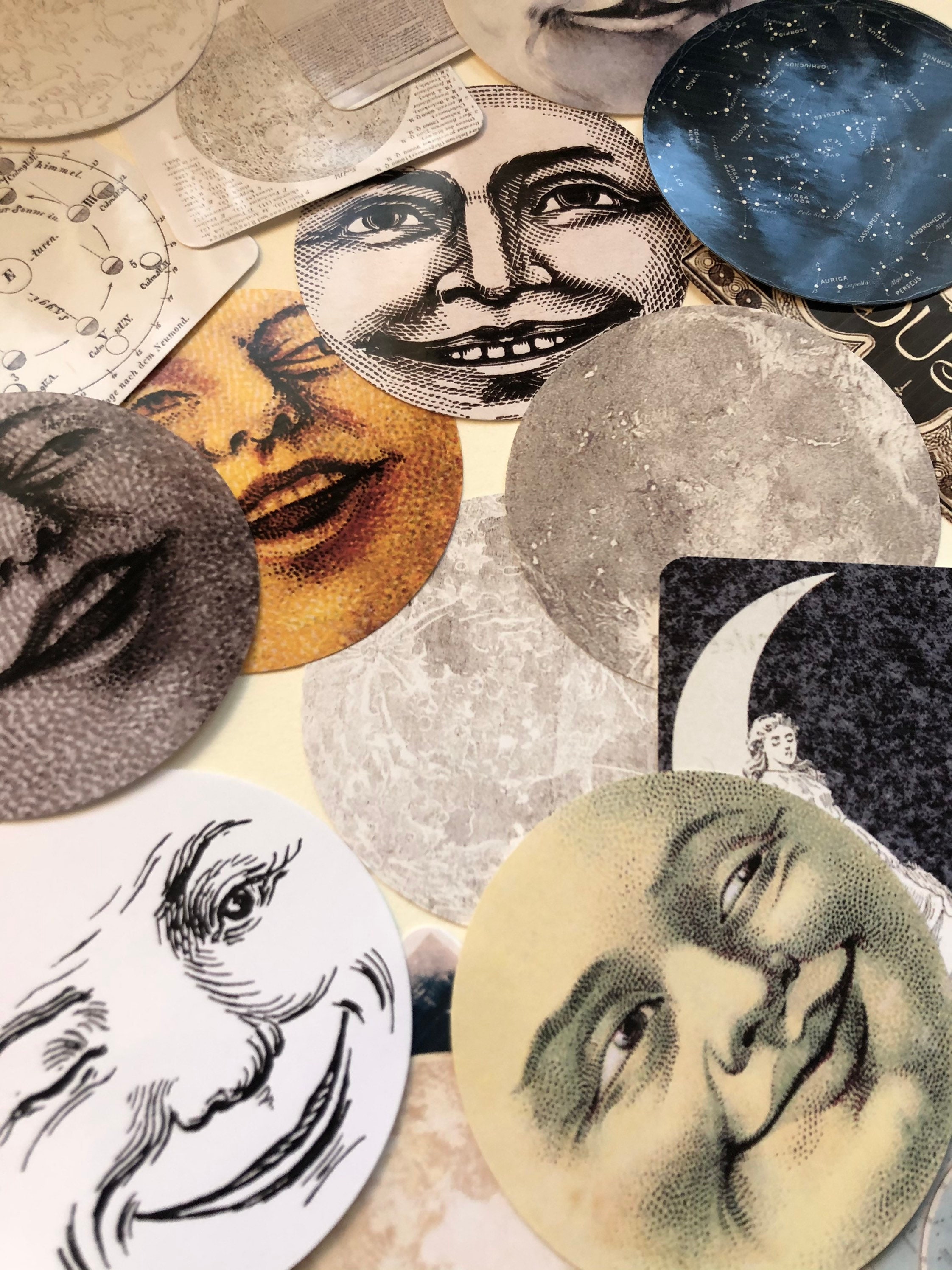 Moon stickers. Illustrated moon stickers | Etsy