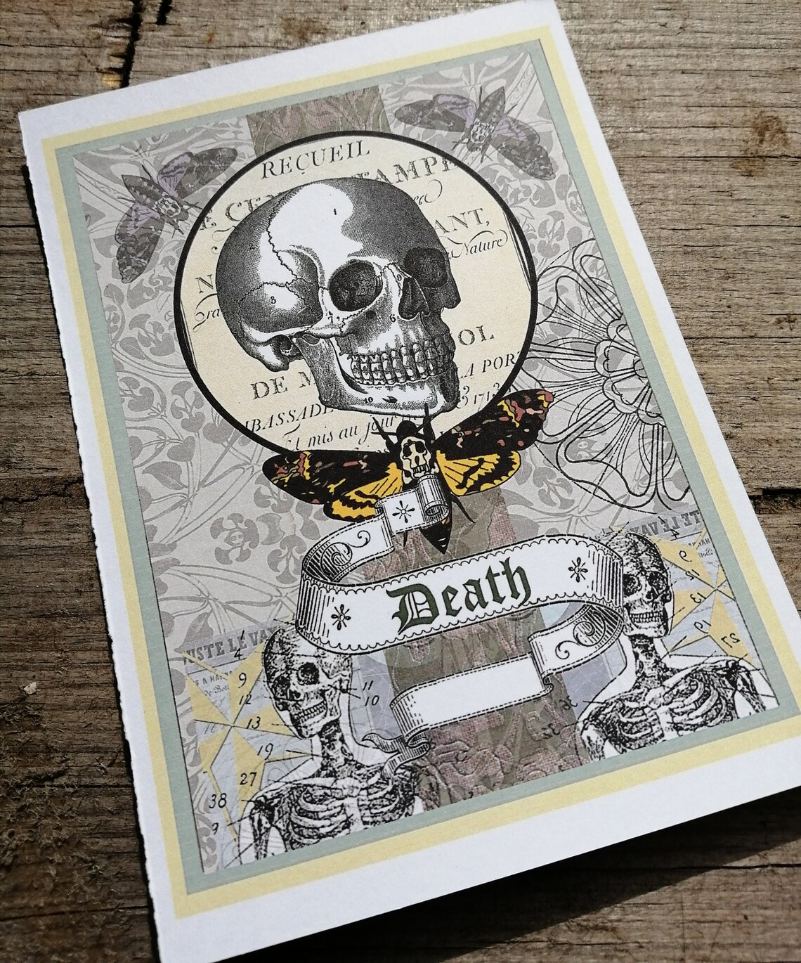 Death tarot card print Illustrated art print with skull and | Etsy