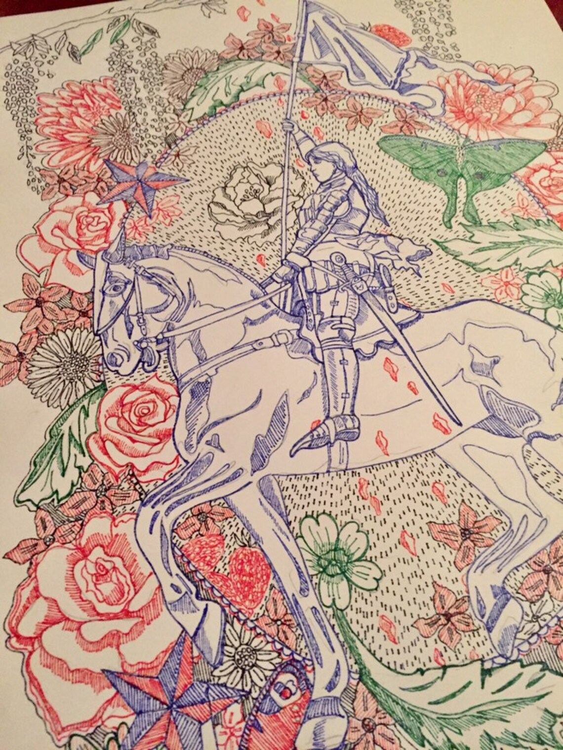 Joan of Arc Print Taken From My Original Pen Drawing Featuring - Etsy