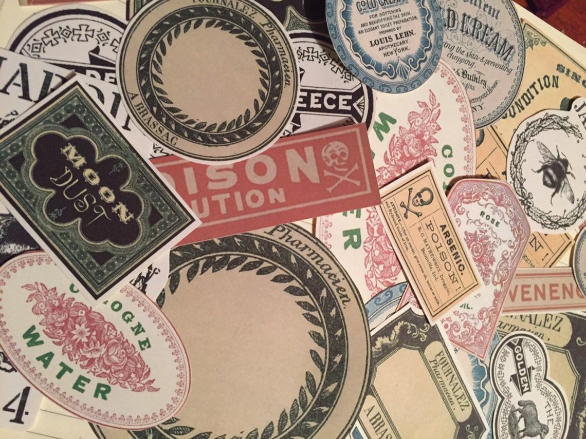 Label Stickers Old Fashion Label Stickers Junk Journal | Etsy