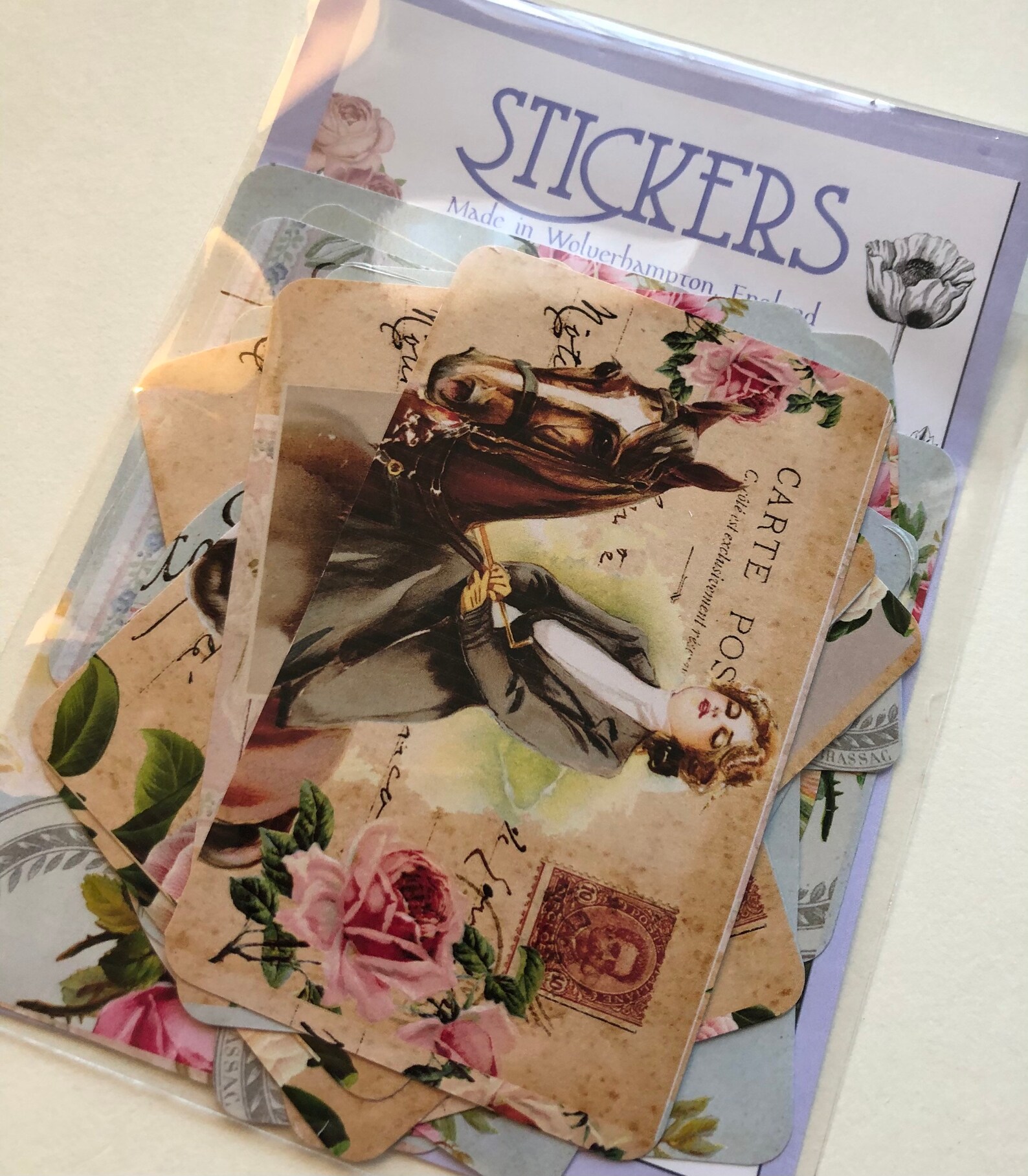 Vintage Lady Sticker Set. Postcard Style Stickers. Pretty Stickers for ...