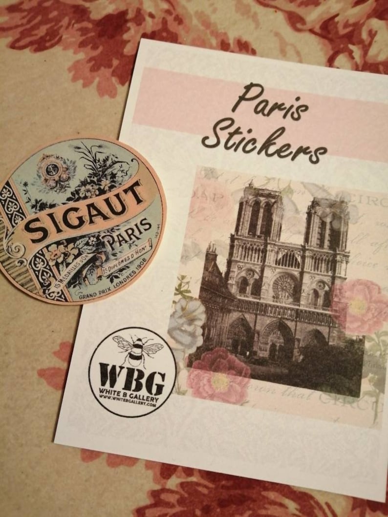 Paris stickers. Pretty vintage style Paris stickers for your | Etsy
