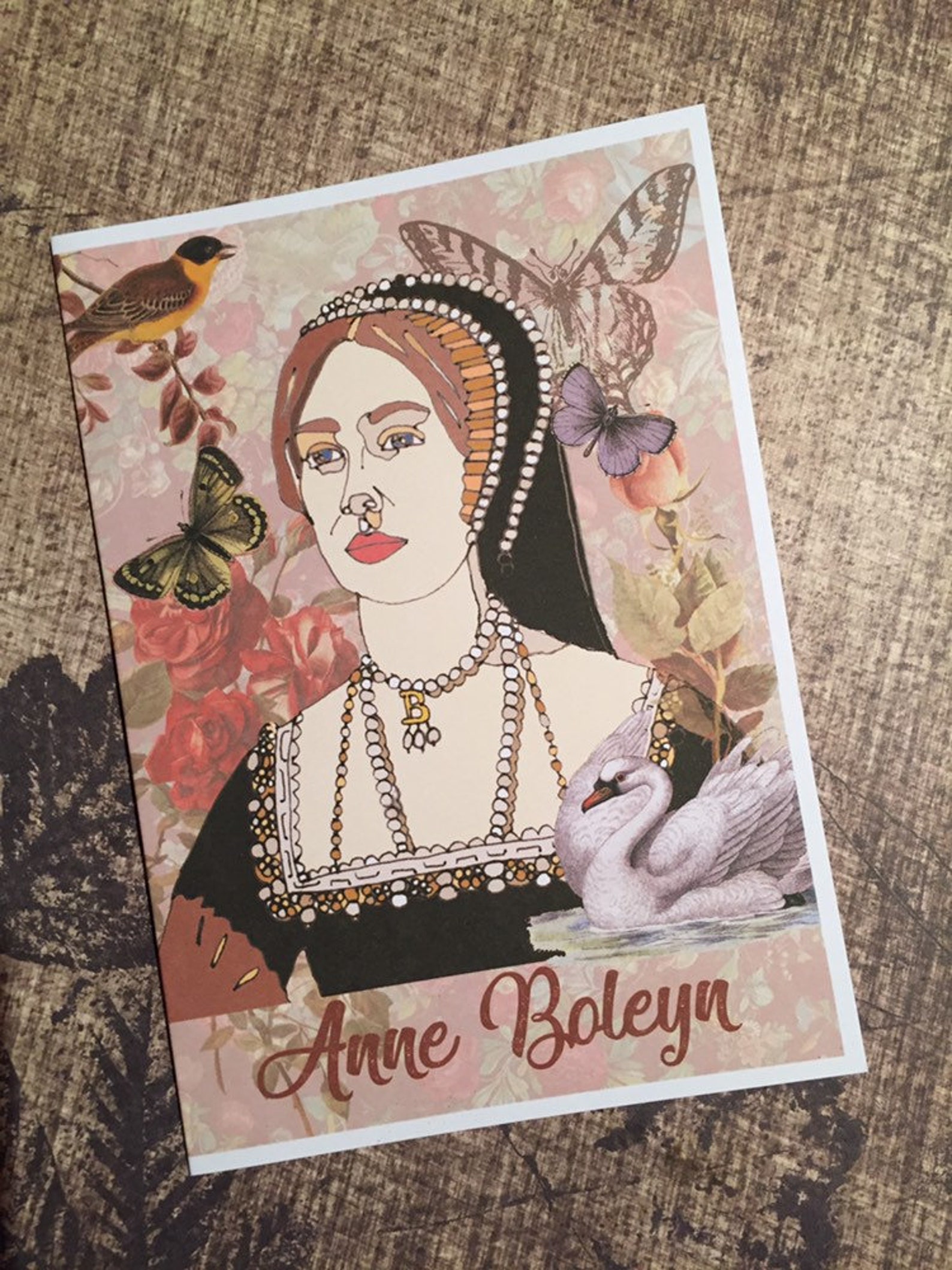 Anne Boleyn Greetings Card. Illustrated by Belinda Maria - Etsy