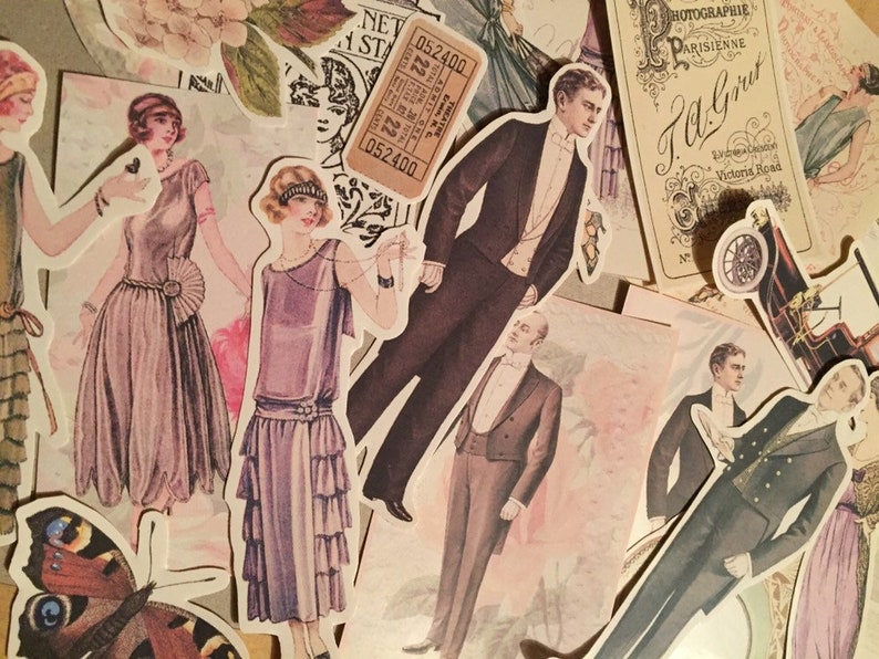 Vintage stickers. 1920's style stickers. Pretty and | Etsy