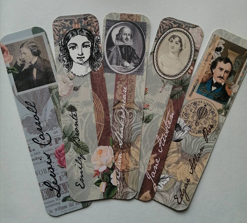 Author bookmarks 10 bookmarks featuring classic novelists. | Etsy
