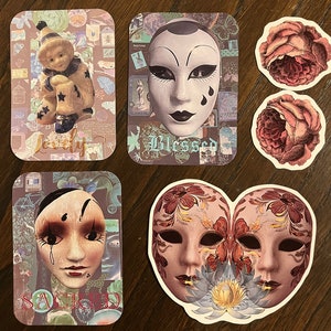 Gothic Venetian Mask Stickers. Pierrot and Venetian Masks Stickers. 18 ...