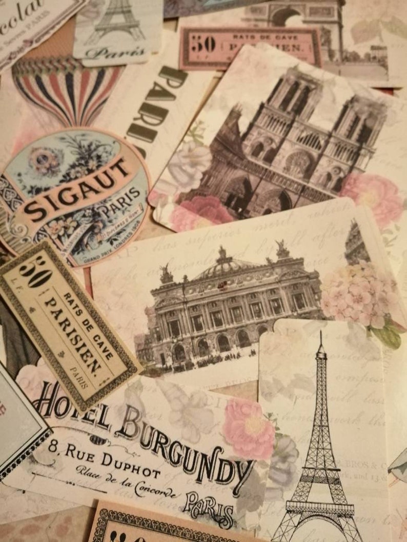Paris stickers. Pretty vintage style Paris stickers for your | Etsy