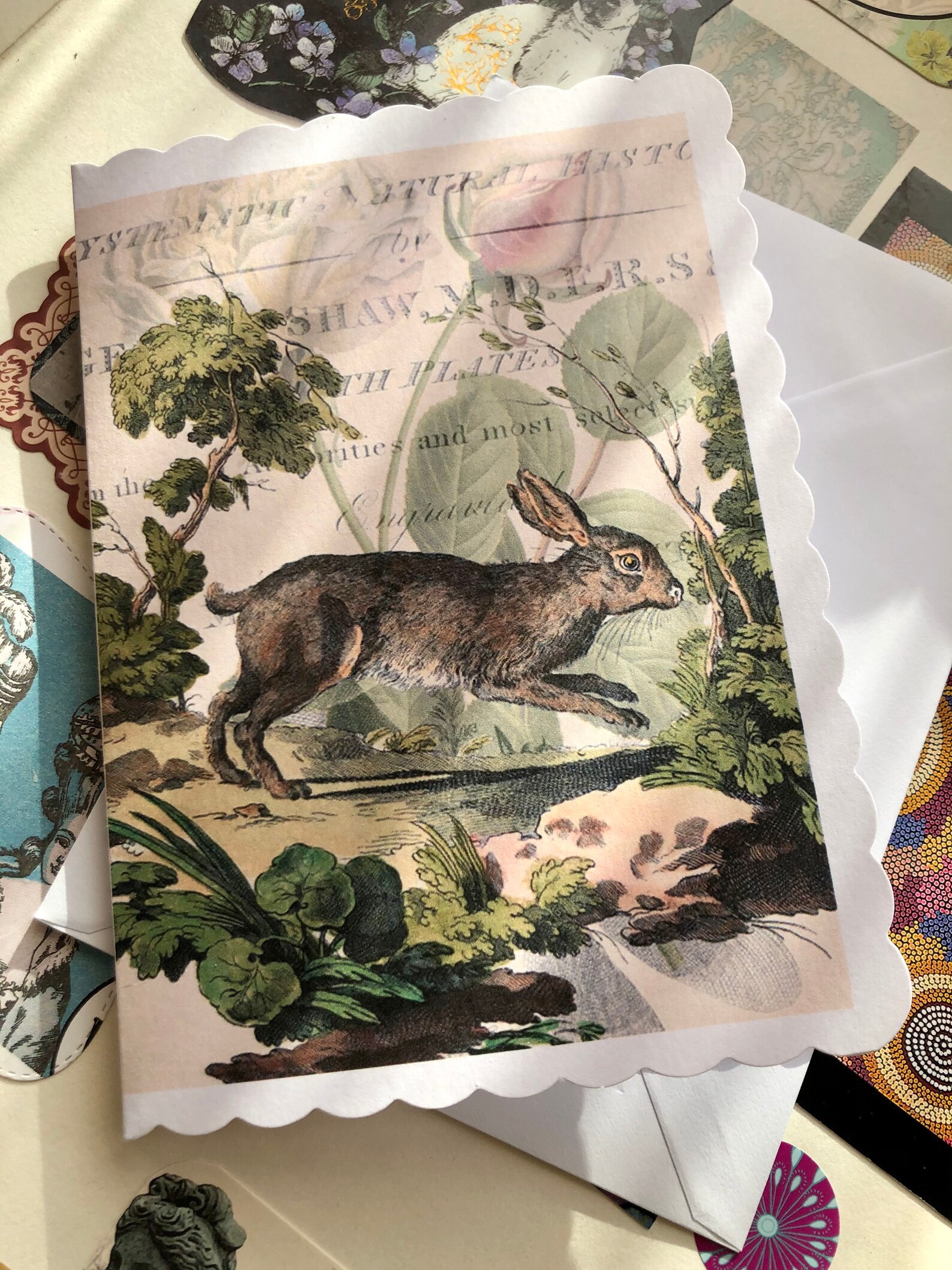 Hare Card. Pretty Vintage Style Hare Card - Etsy UK