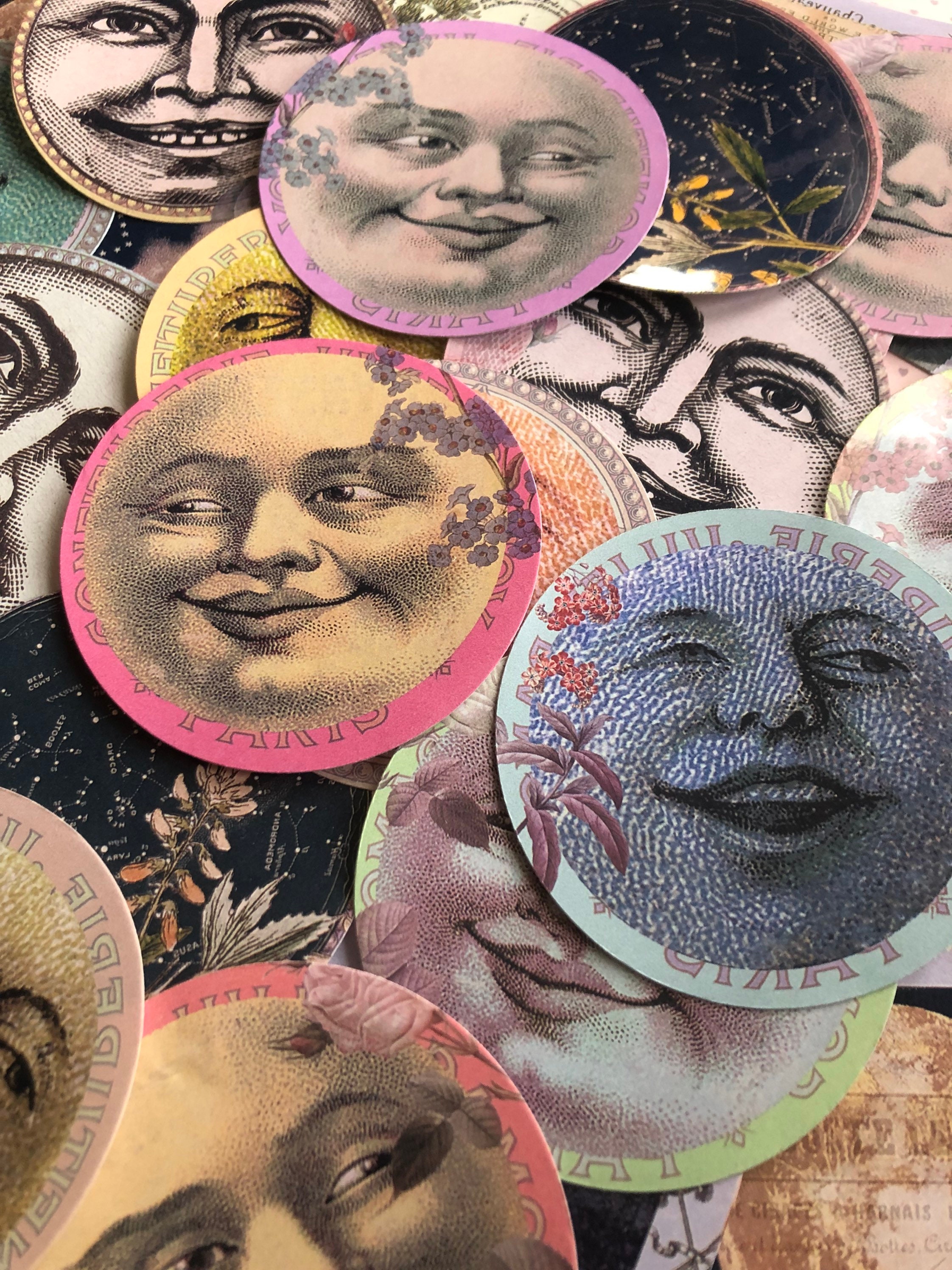 Moon Stickers. Illustrated Moon Stickers - Etsy UK