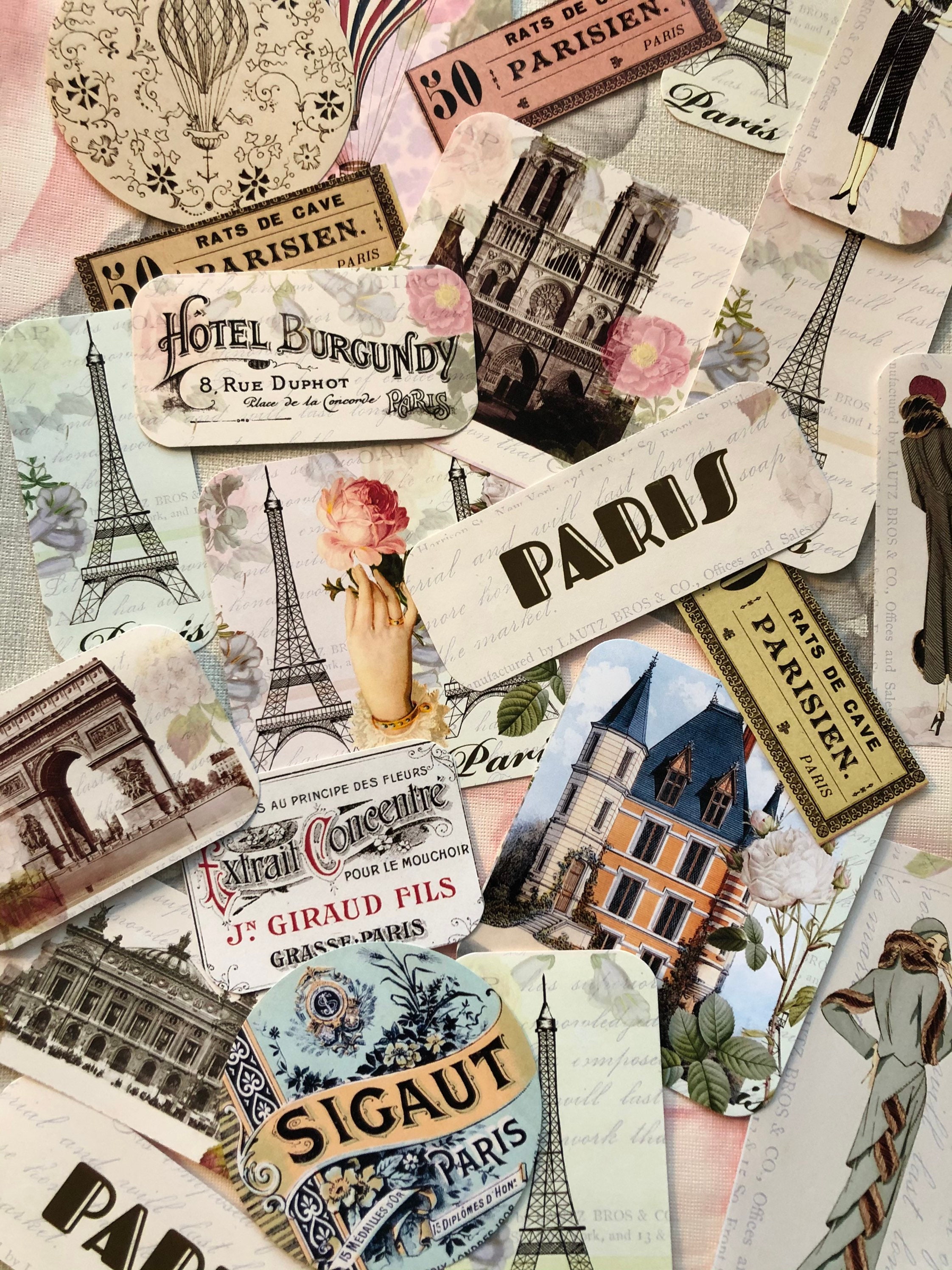 Paris stickers. Pretty vintage style Paris stickers for your | Etsy