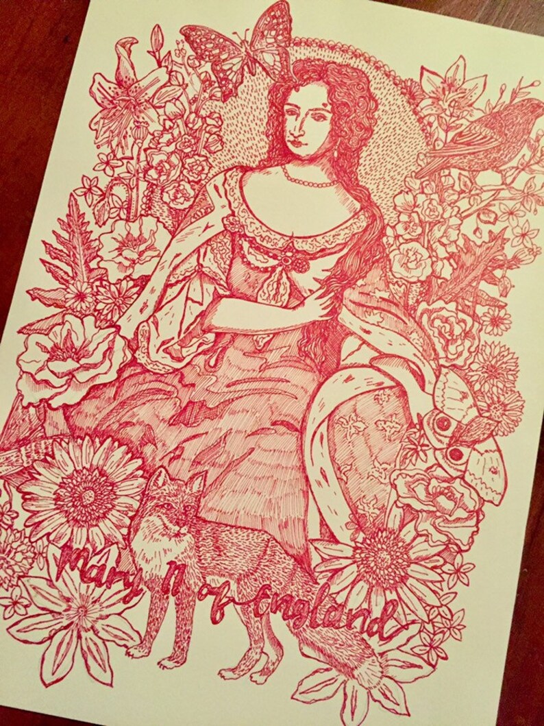 Queen Mary II of England Print Taken From My Original Drawing - Etsy UK