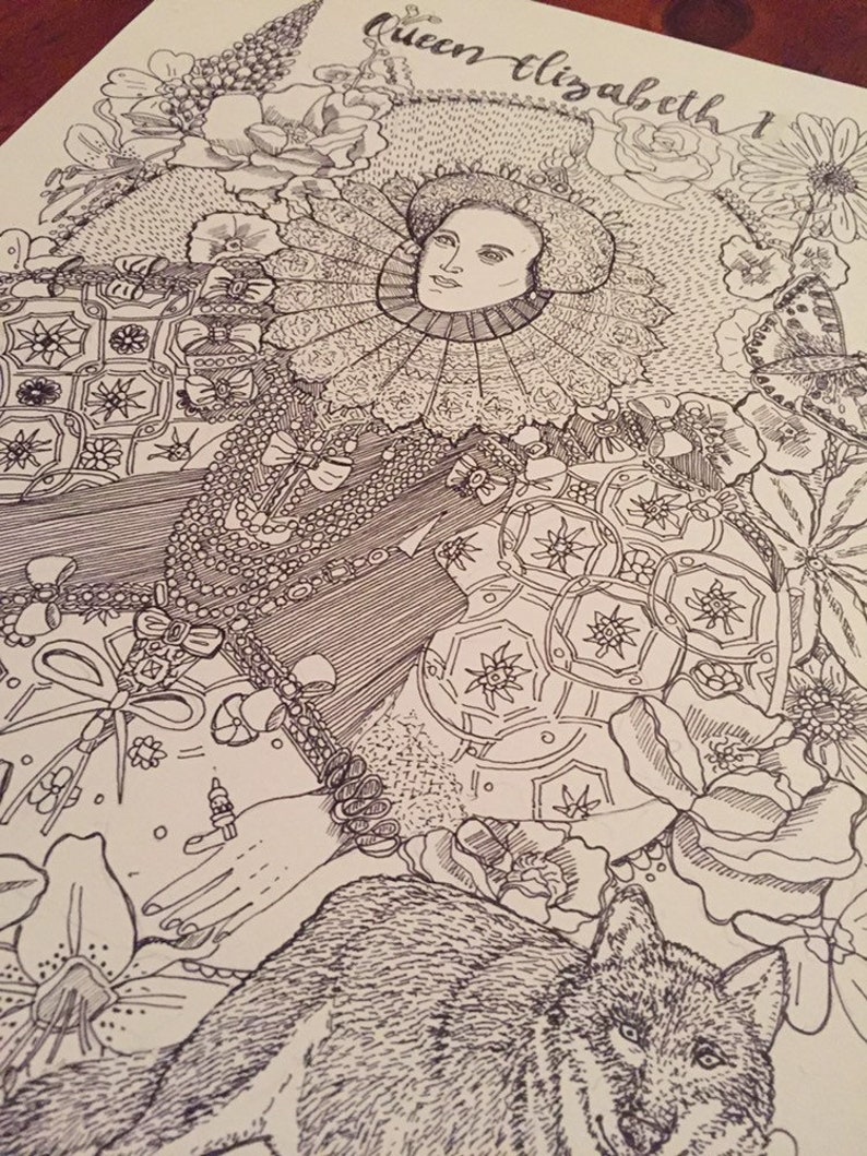 Queen Elizabeth 1st Print From My Original Drawing of the Tudor Queen ...
