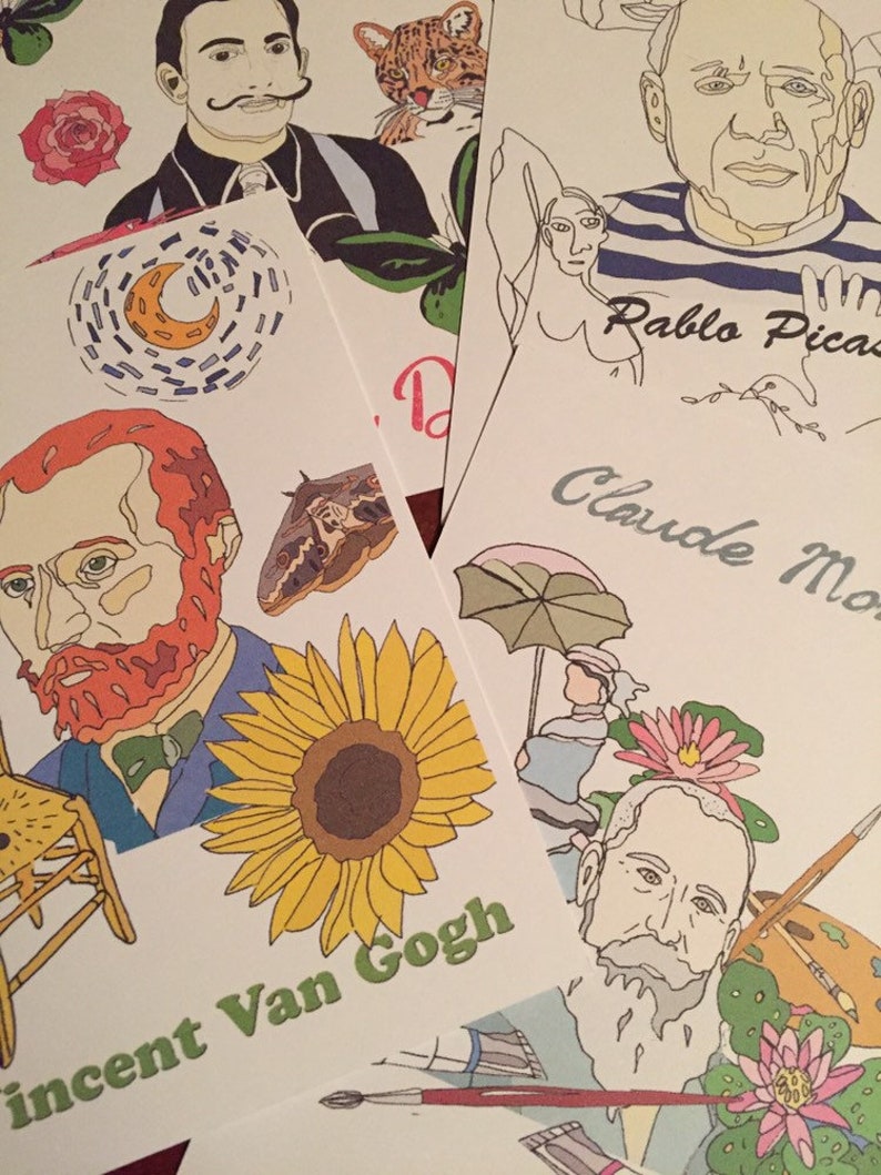 Famous Artist Prints. Van Gogh Salvador Dali Picasso and - Etsy