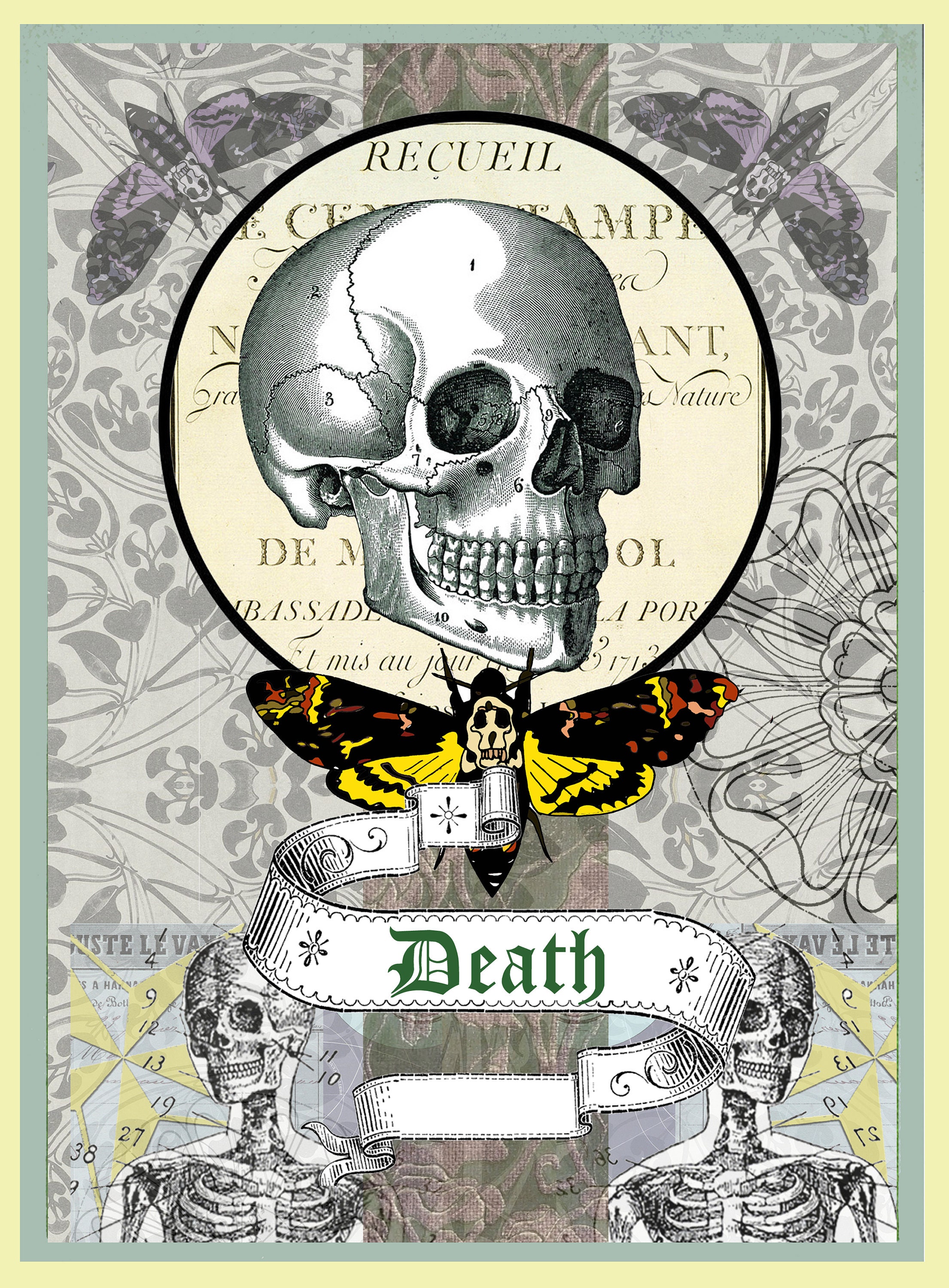 Death Tarot Card Print - Illustrated Art Print With Skull and Death's ...