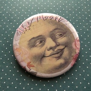 Moon Badge. Moon Pin. Moon Button. Pretty Vintage Style Moon Badge ...