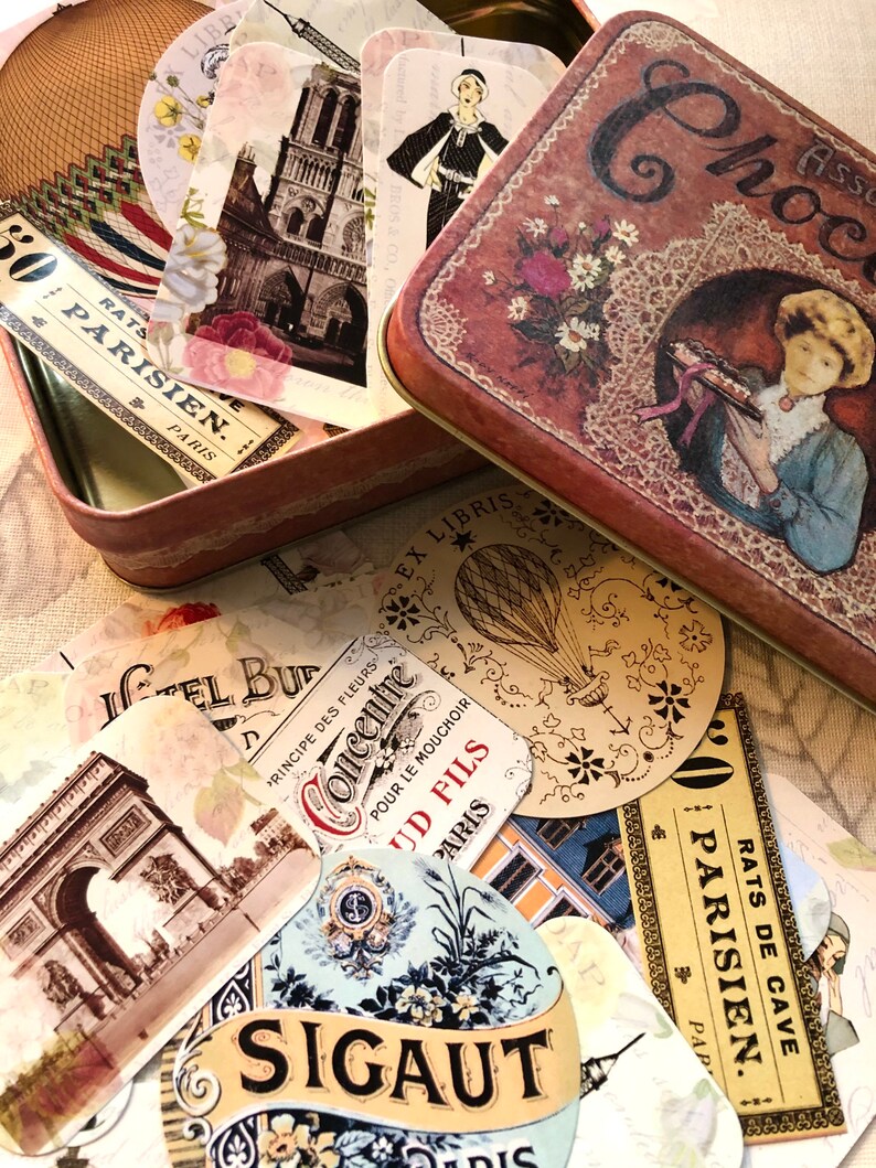 Paris stickers. Pretty vintage style Paris stickers for your | Etsy