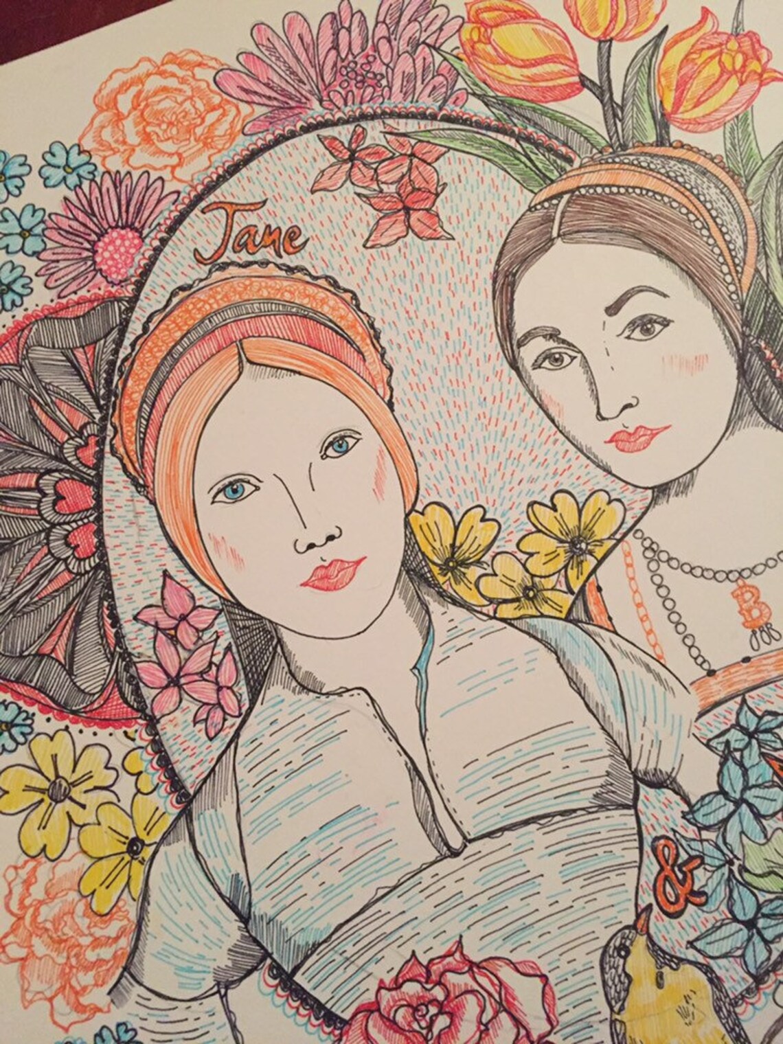 Anne Boleyn and Jane Boleyn Original Pen Drawing. Illustration - Etsy UK