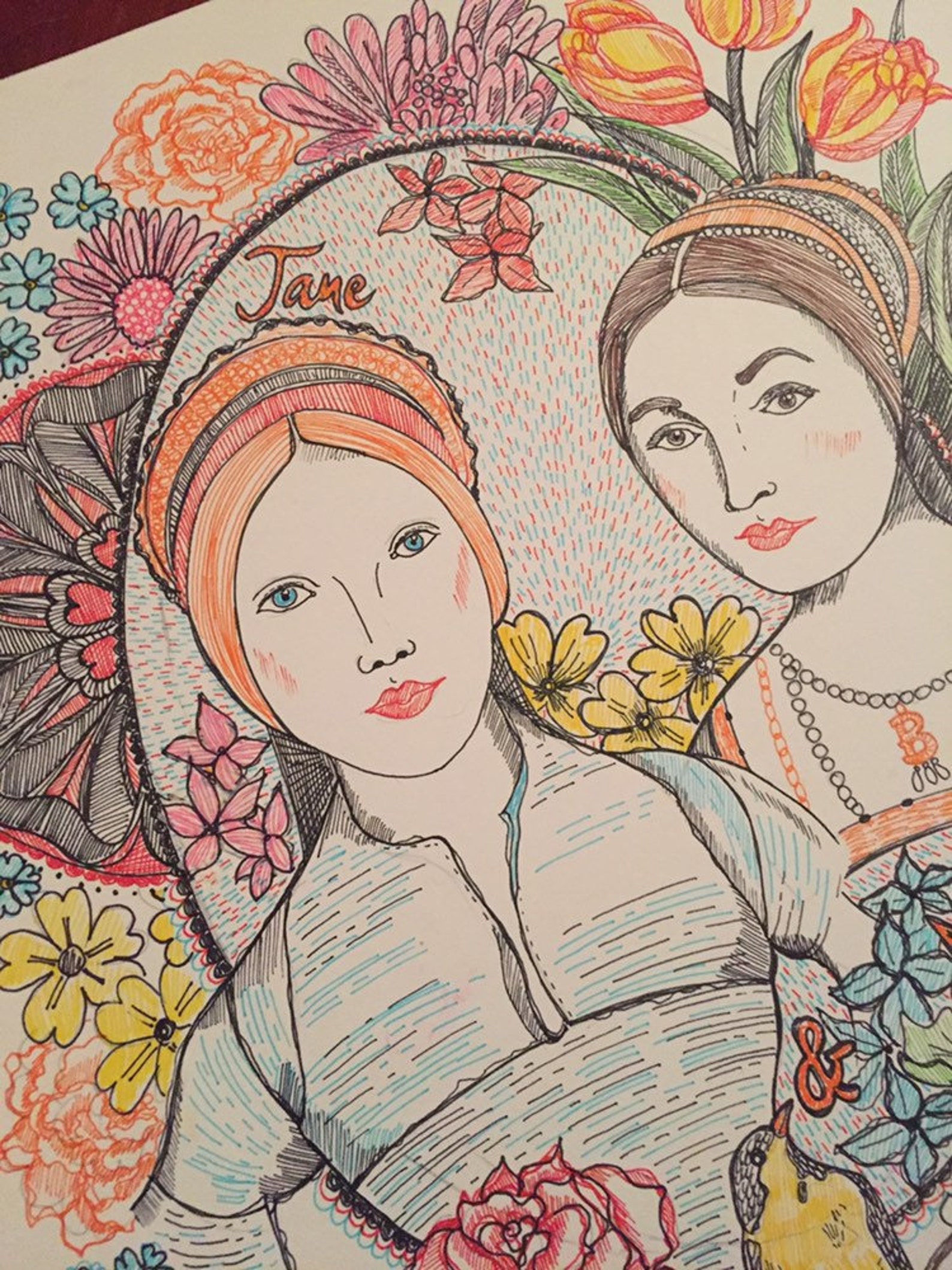 Anne Boleyn and Jane Boleyn Original Pen Drawing. Illustration - Etsy UK