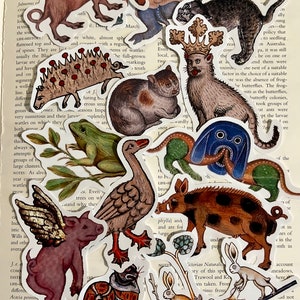 Medieval Stickers. Medieval Manuscript Animal Stickers - Etsy
