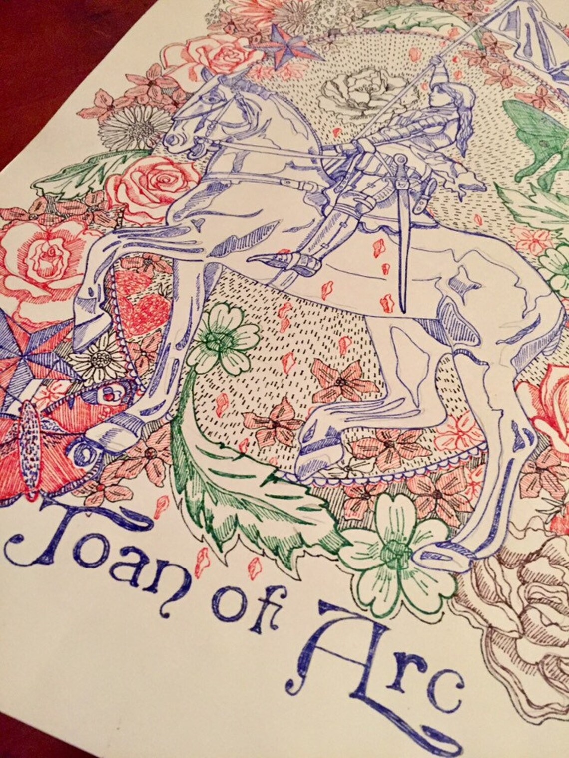 Joan of Arc Print Taken From My Original Pen Drawing Featuring - Etsy