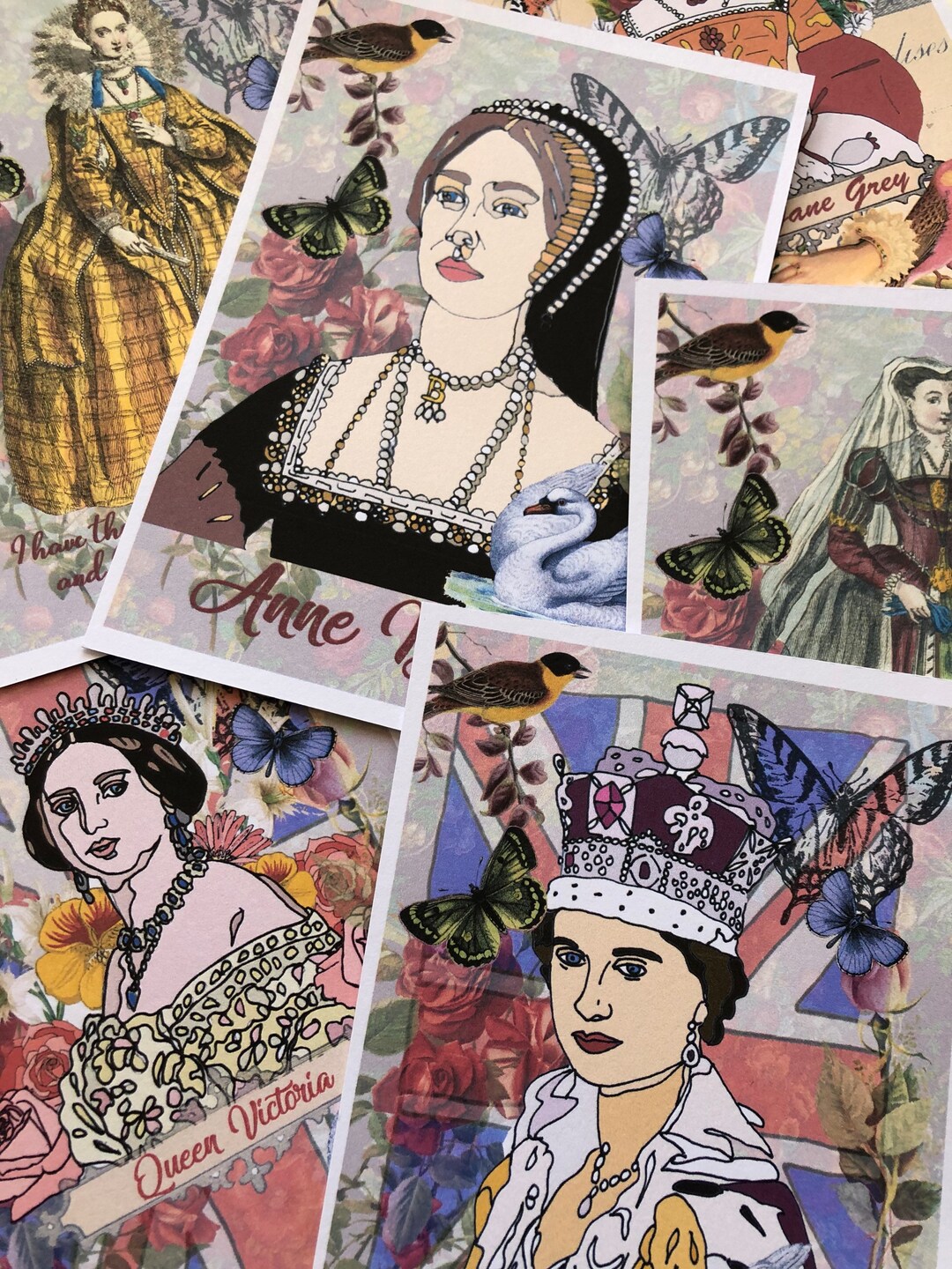 Queen Postcards. Royalty Postcards With Illustrations of British Queens ...