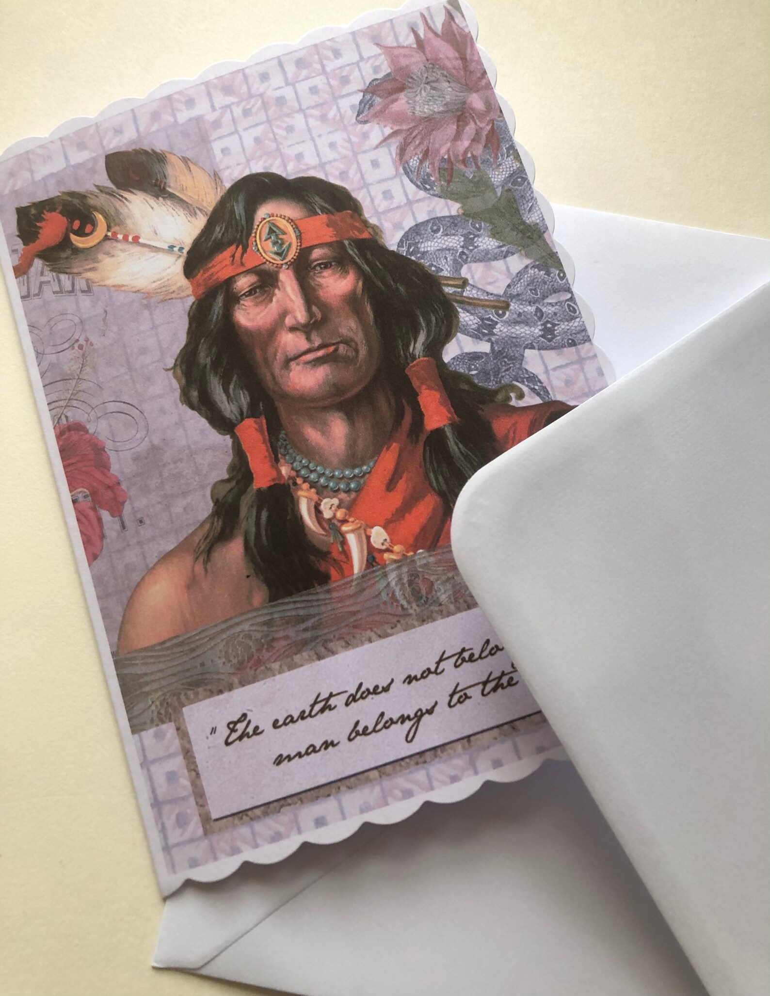 Native American Indian Greetings Card. Vintage Style Card - Etsy