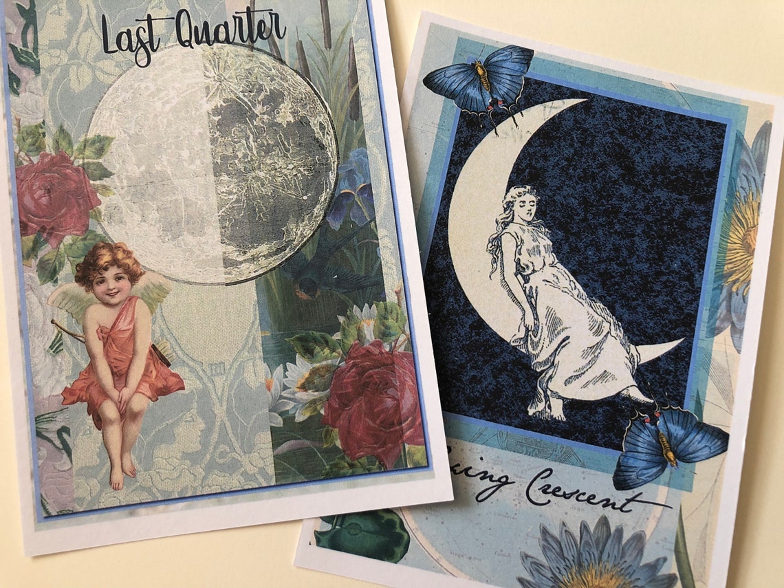 Moon postcards. 6 vintage style moon postcards | Etsy