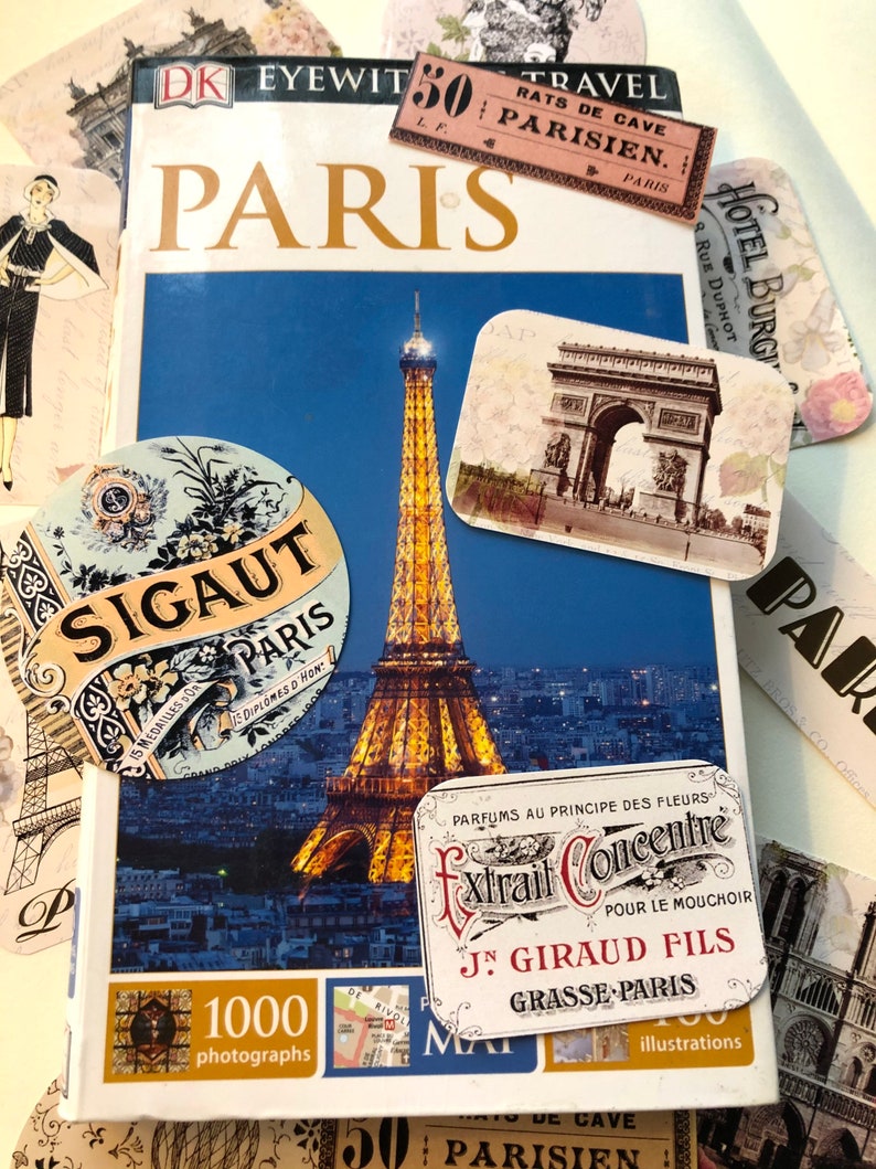 Paris stickers. Pretty vintage style Paris stickers for your | Etsy