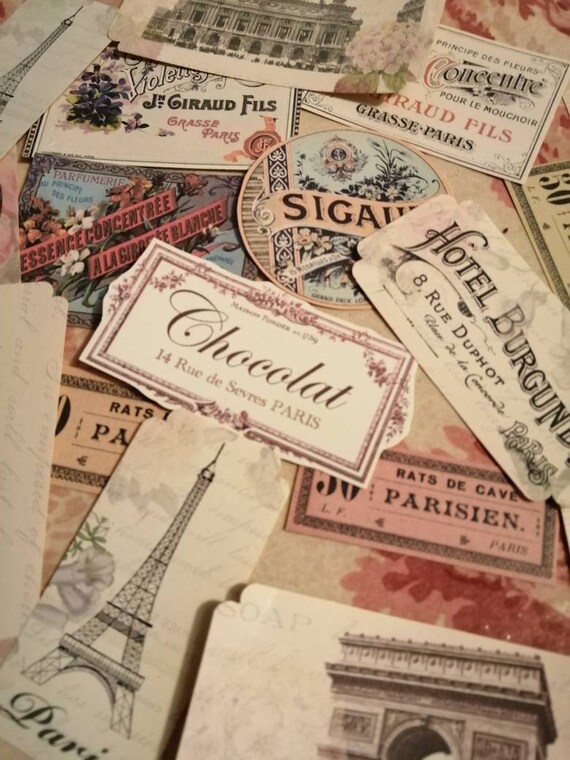 Paris stickers. Pretty vintage style Paris stickers for your | Etsy