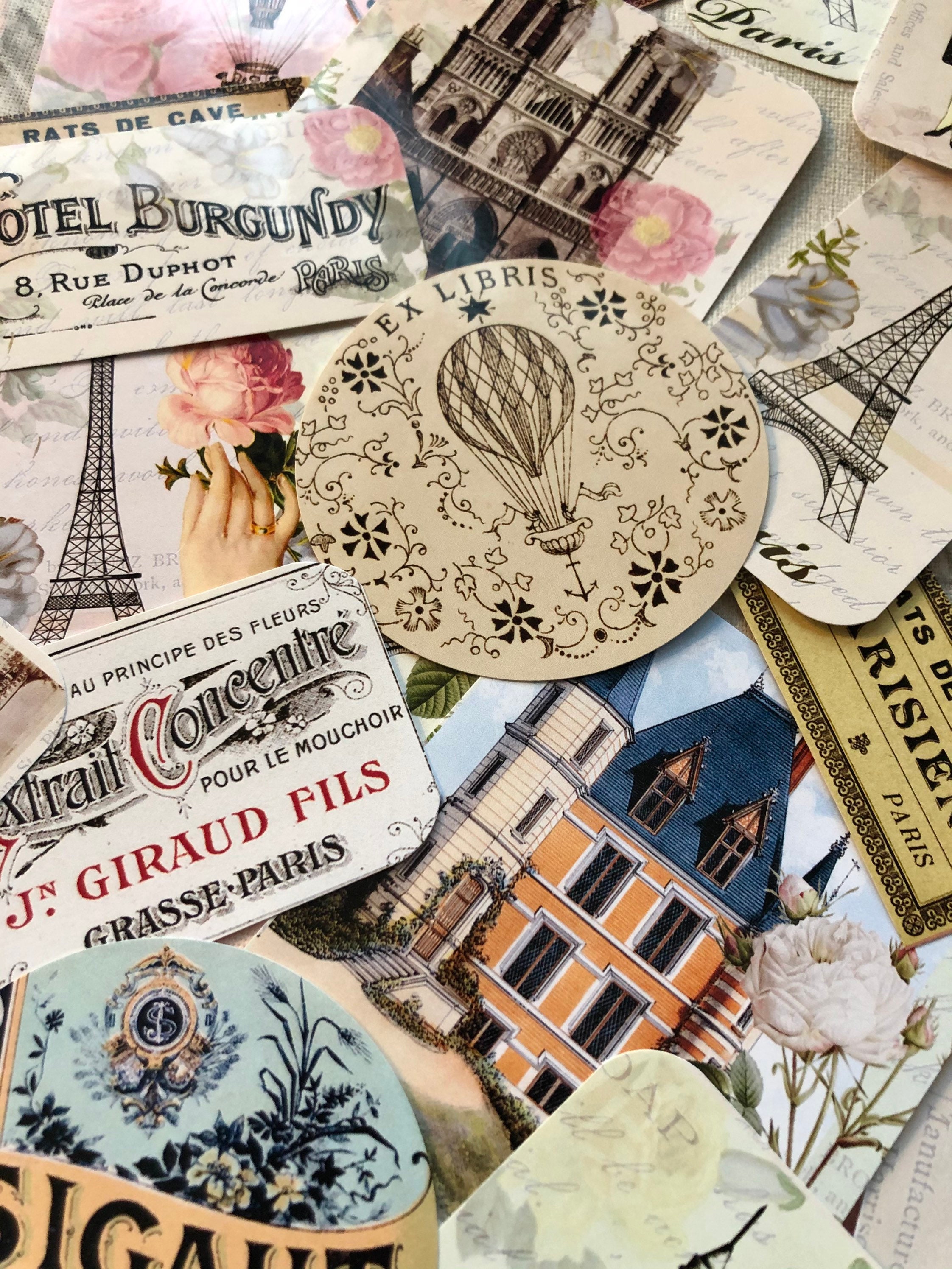 Paris stickers. Pretty vintage style Paris stickers for your | Etsy