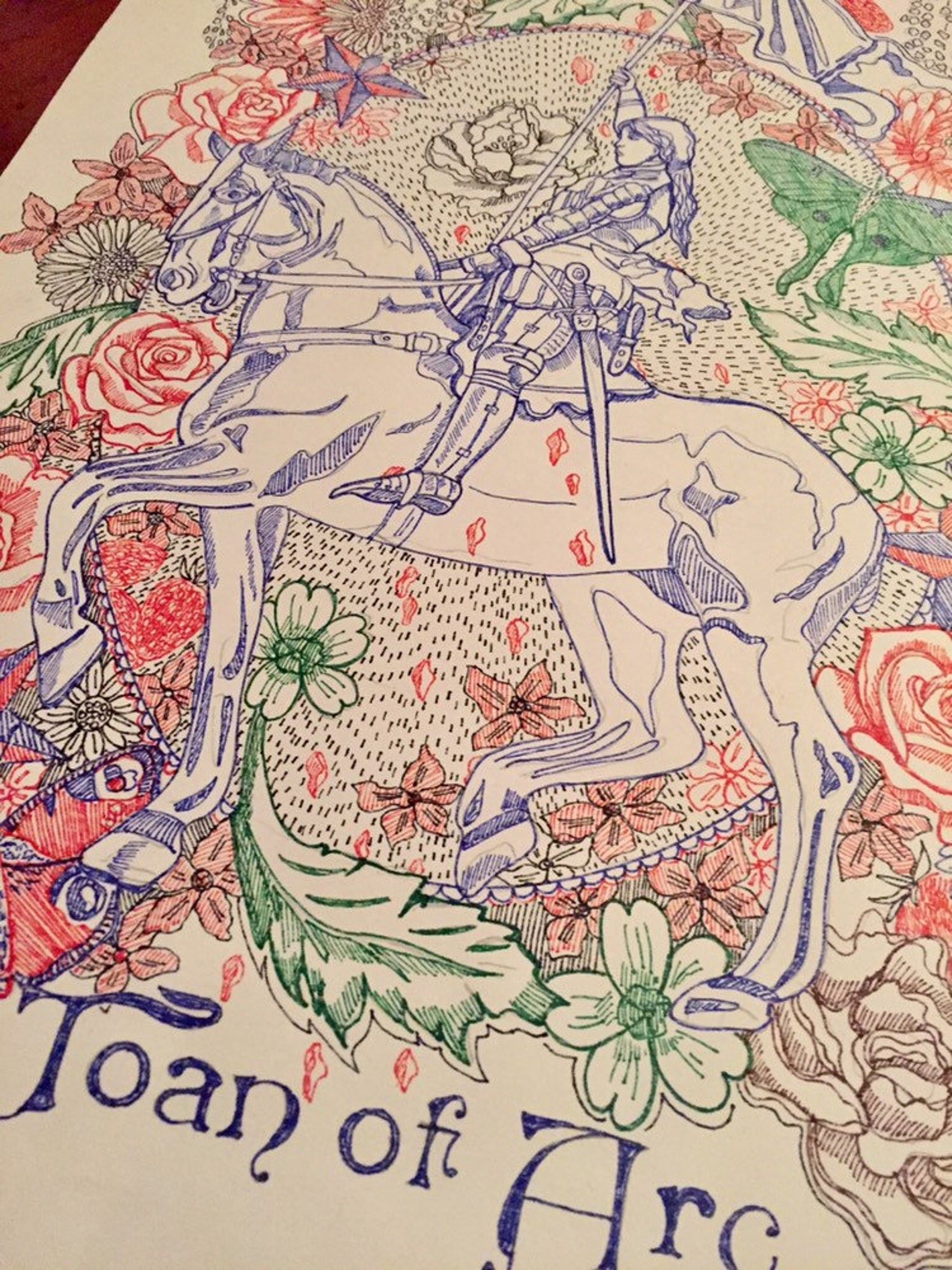 Joan of Arc Print Taken From My Original Pen Drawing Featuring | Etsy
