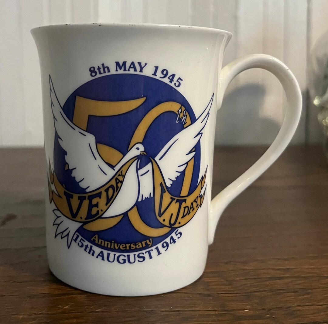VE Day Mug, 50th Anniversary of VE Day Mug With an Illustrative Dove of ...