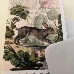 Hare Card. Pretty Vintage Style Hare Card - Etsy UK