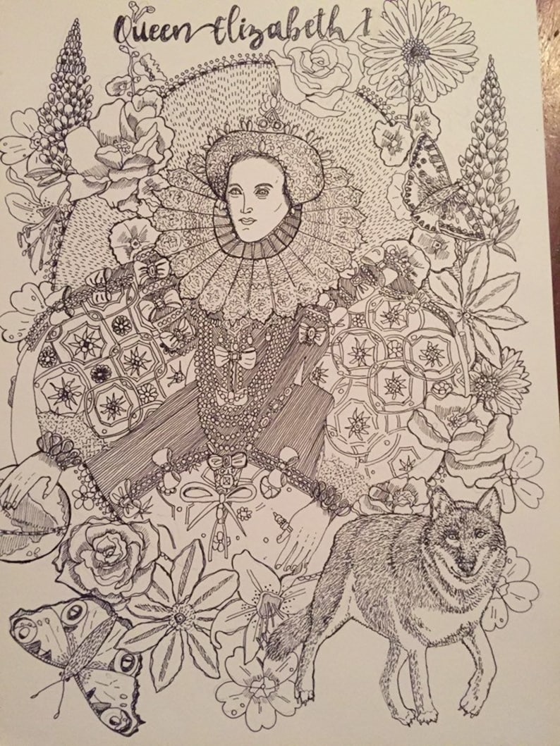 Queen Elizabeth 1st Print From My Original Drawing of the | Etsy UK