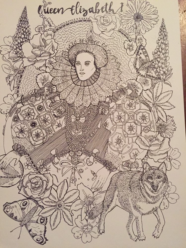 Queen Elizabeth 1st Print From My Original Drawing of the | Etsy UK
