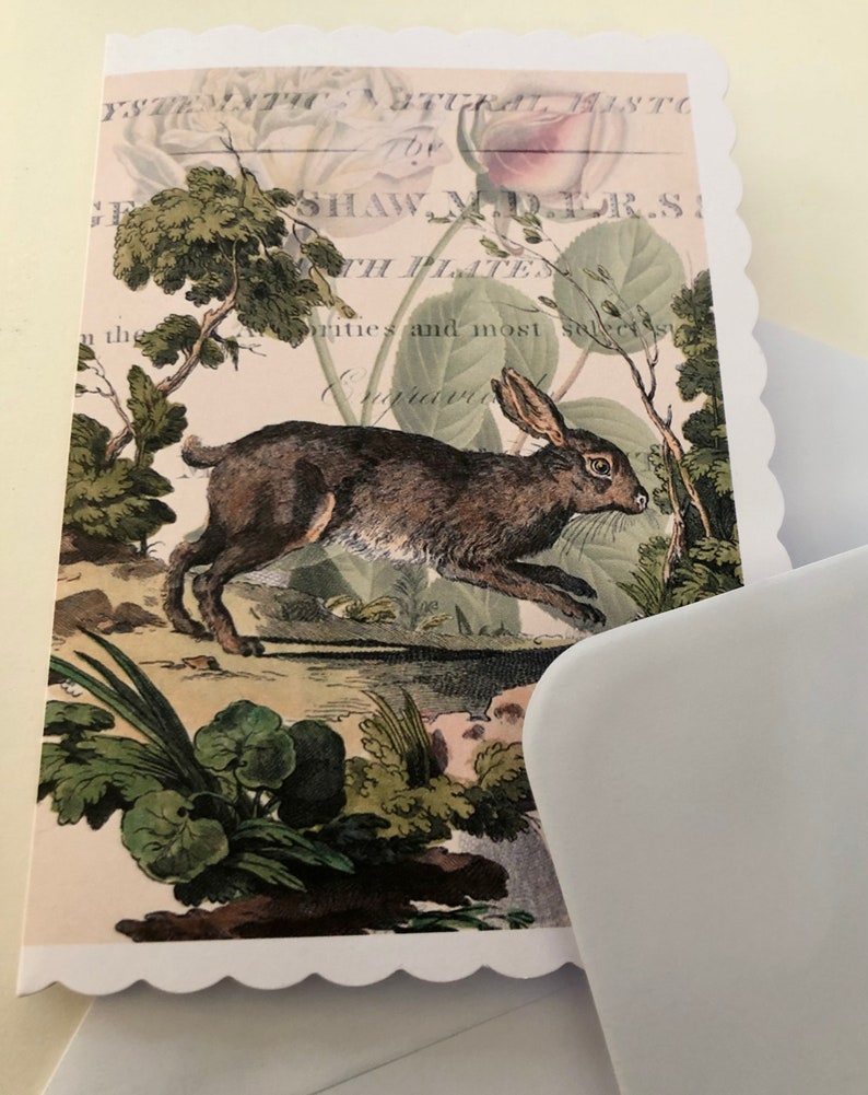 Hare Card. Pretty Vintage Style Hare Card - Etsy UK