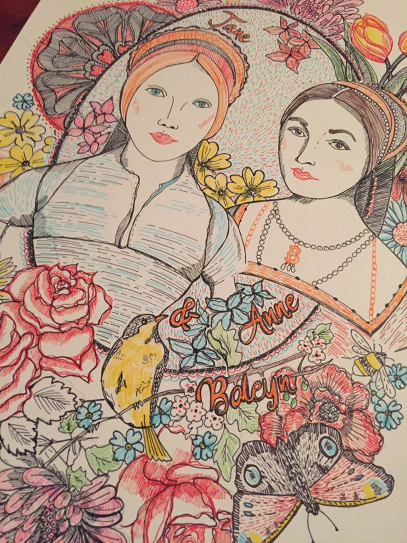 Anne Boleyn and Jane Boleyn Original Pen Drawing. Illustration - Etsy UK