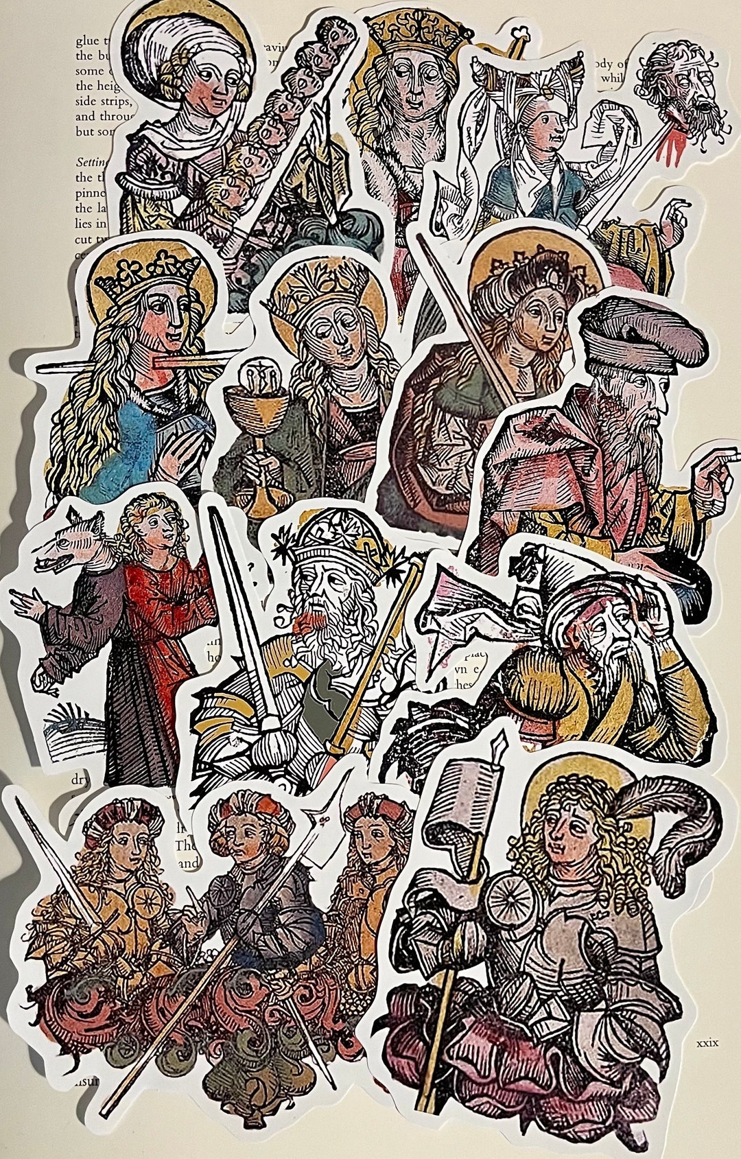 Medieval Manuscript Stickers. Knights and Religious Medieval Historical ...