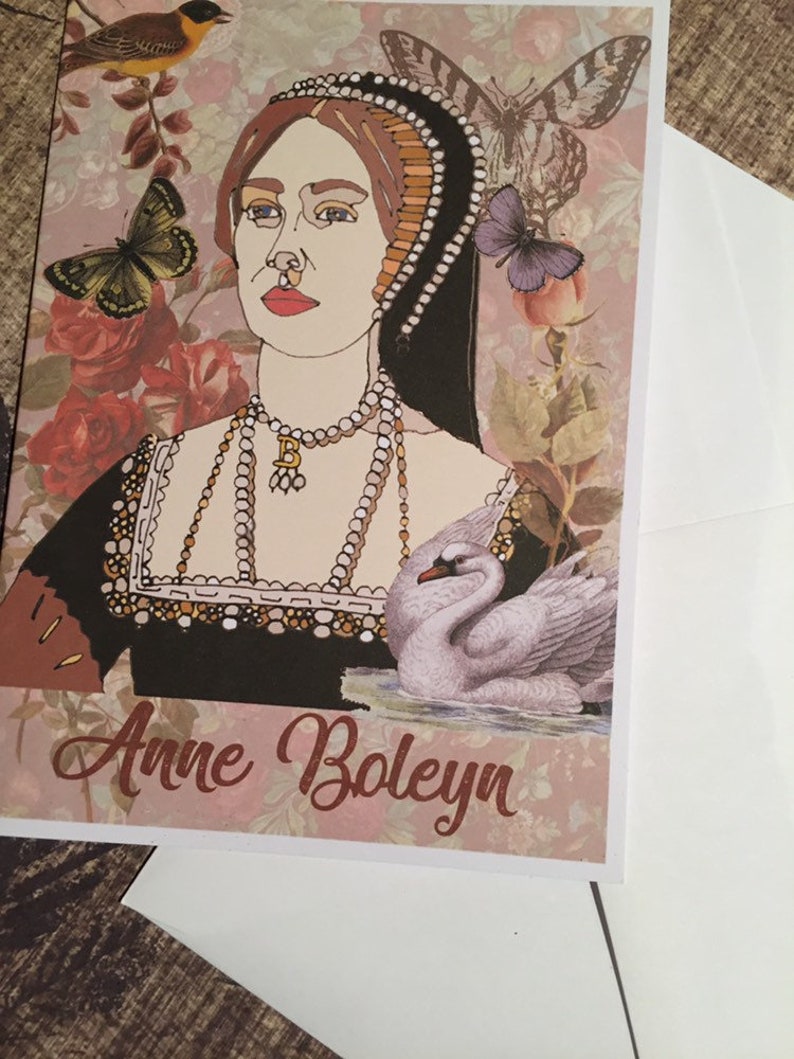 Anne Boleyn Greetings Card. Illustrated by Belinda Maria - Etsy