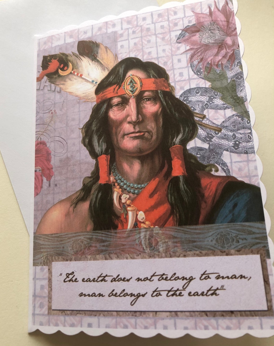 Native American Indian Greetings Card. Vintage Style Card - Etsy