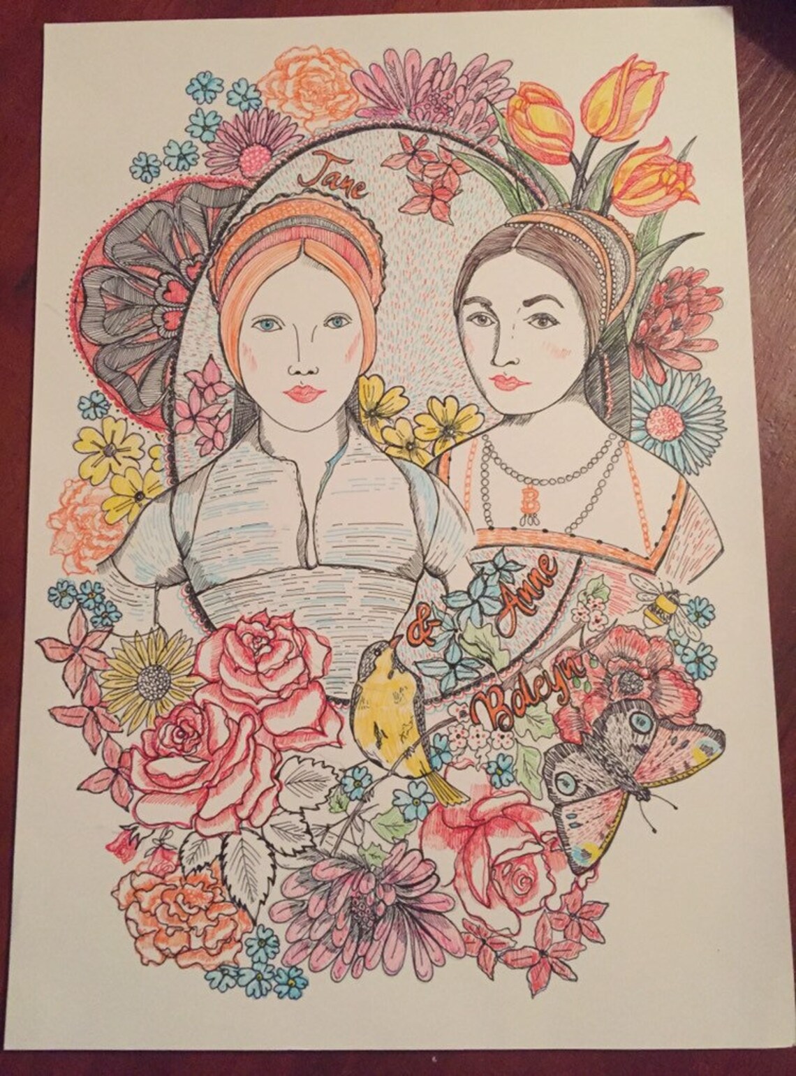 Anne Boleyn and Jane Boleyn Original Pen Drawing. Illustration - Etsy UK