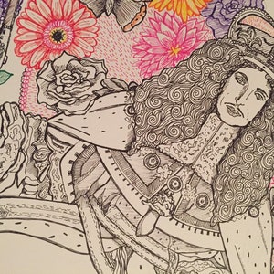 King Charles II Pen Drawing. Illustarted Royalty Coloured Pen Drawing ...