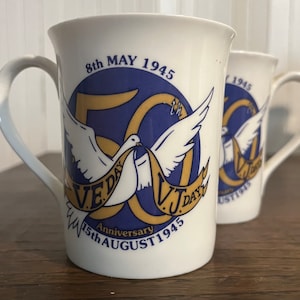 VE Day Mug, 50th Anniversary of VE Day Mug With an Illustrative Dove of ...