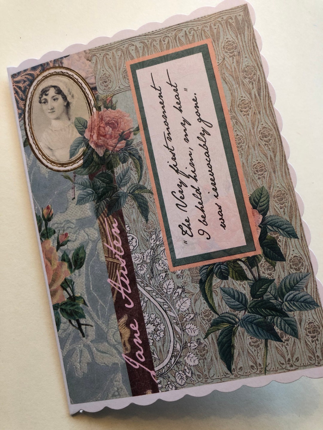 Jane Austen Card. Pretty Jane Austen Blank Greetings Card - Etsy