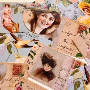 Vintage Lady Sticker Set. Postcard Style Stickers. Pretty Stickers for ...