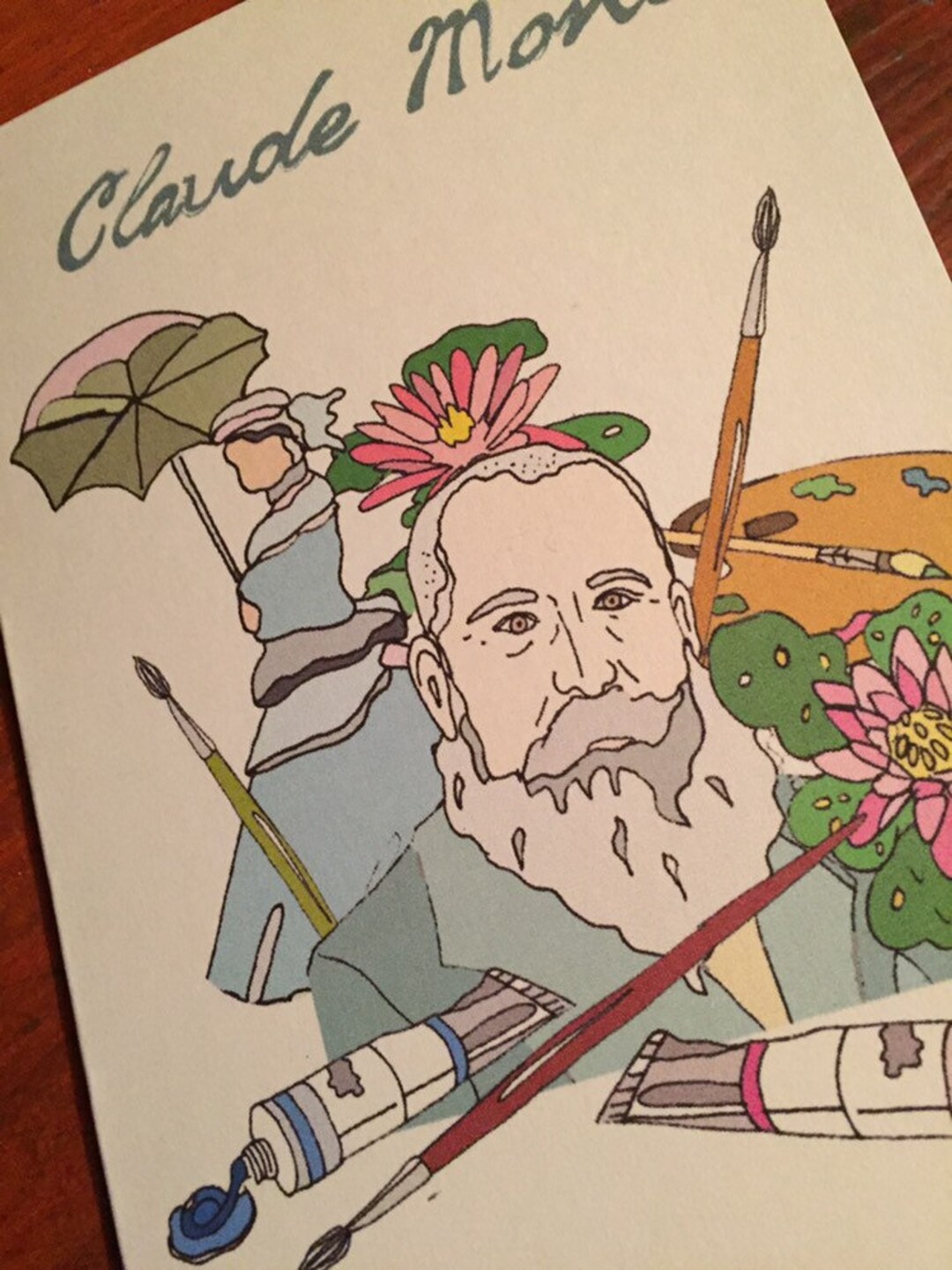 Claude Monet Greetings Card. Illustrated Card of the Brilliant - Etsy