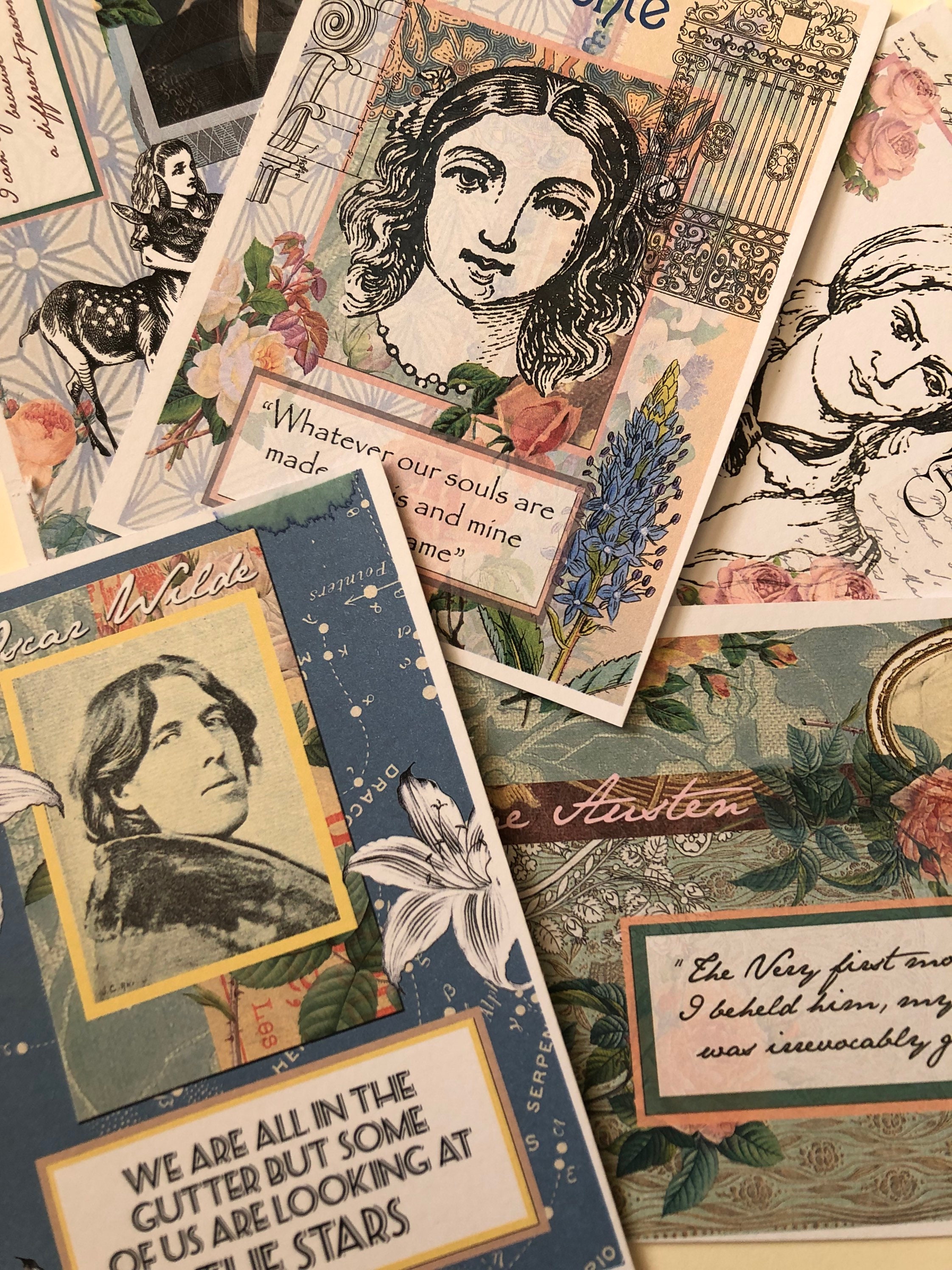 Postcards Stationery Paper Author postcards Five postcards with famous ...